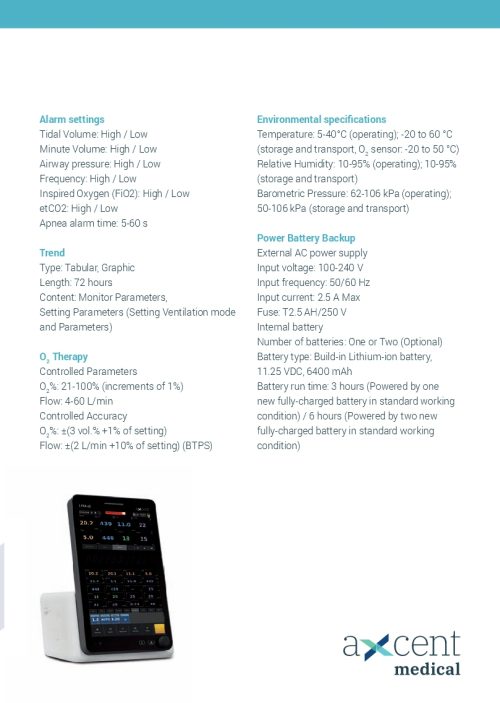 AXCENT Ventilator Lyra 2 - Medical Laser Resources
